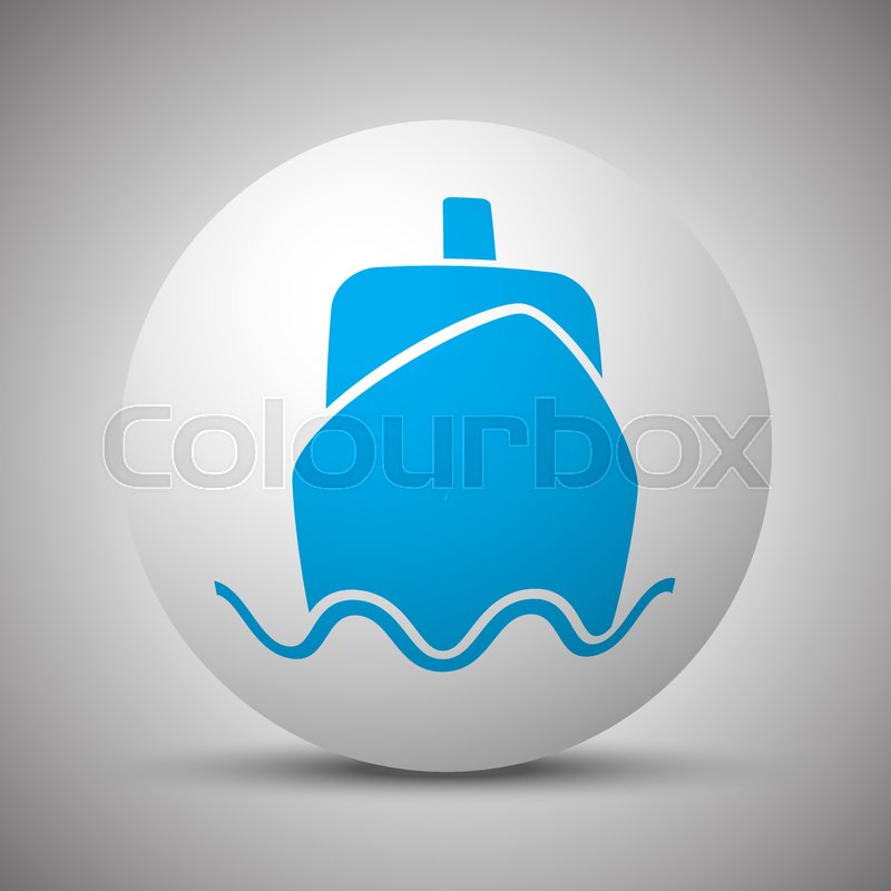 Blue Boat icon on white sphere | Stock vector | Colourbox