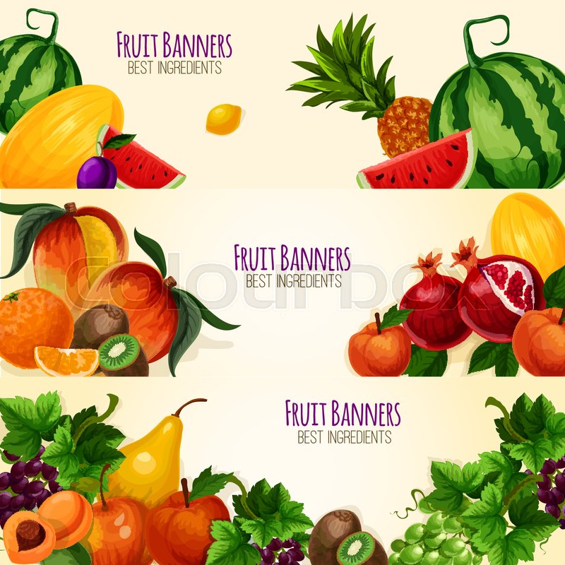 Fruits banners set of vector ... | Stock vector | Colourbox