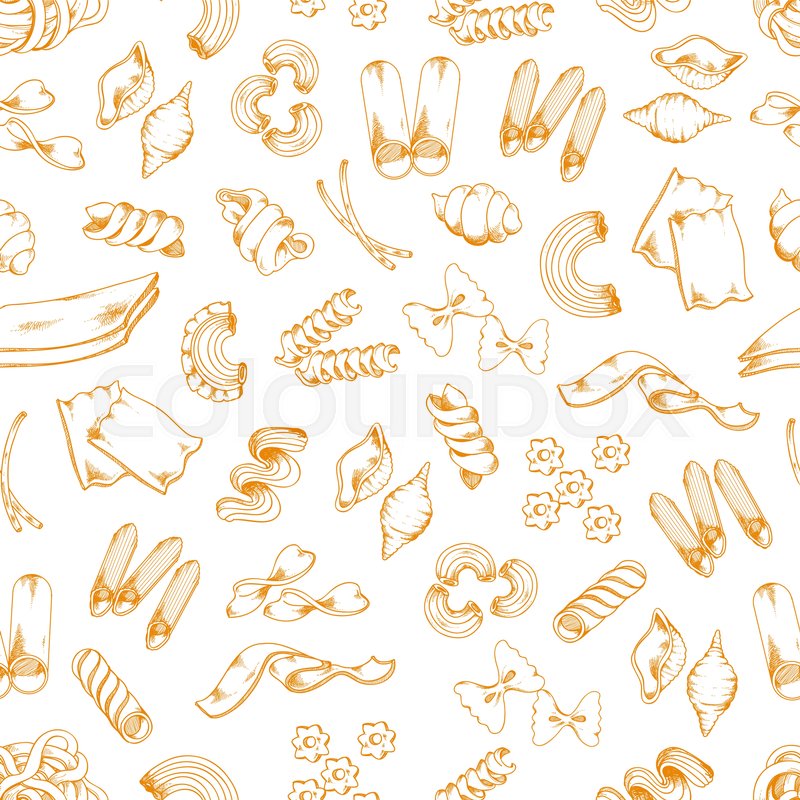 Pasta pattern of seamless vector ... | Stock vector | Colourbox
