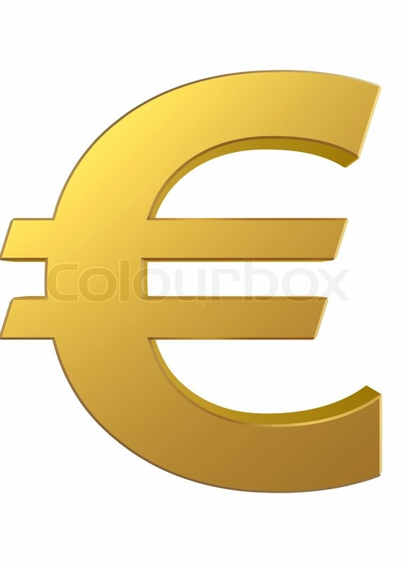 Gold euro sign isolated on white ... | Stock image | Colourbox