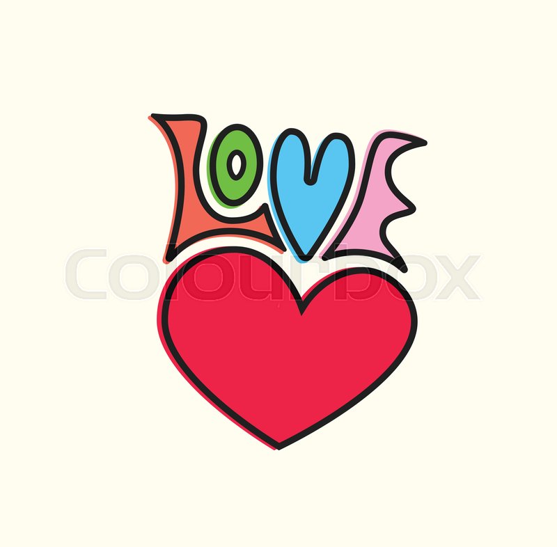 Love Heart Symbol Hand Lettering Stock Vector Colourbox