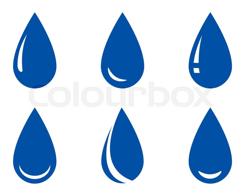 Blue isolated glossy droplet set icons ... | Stock vector | Colourbox