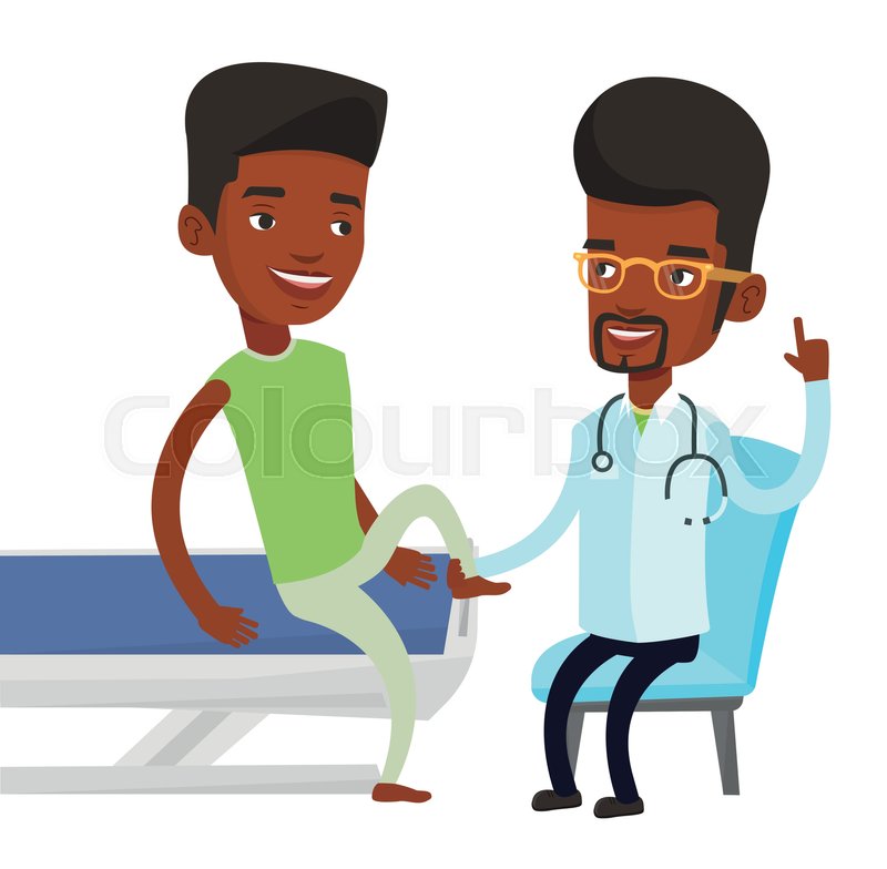 Gym doctor checking ankle of a ... | Stock vector | Colourbox