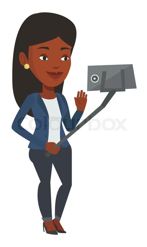 African American Woman Making Selfie Stock Vector Colourbox