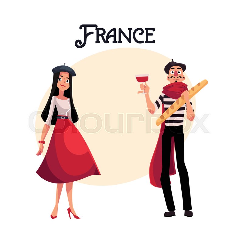 Couple of French characters, woman ... | Stock vector | Colourbox