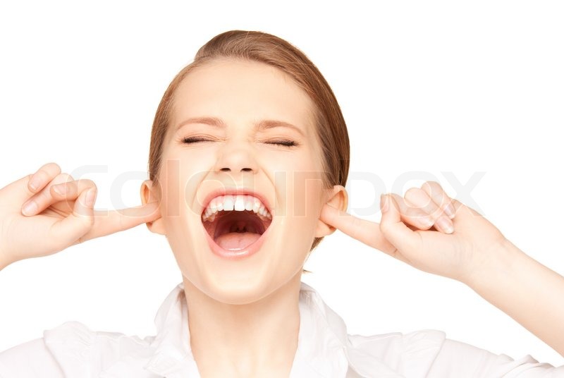 Picture of woman with fingers in ears | Stock image | Colourbox