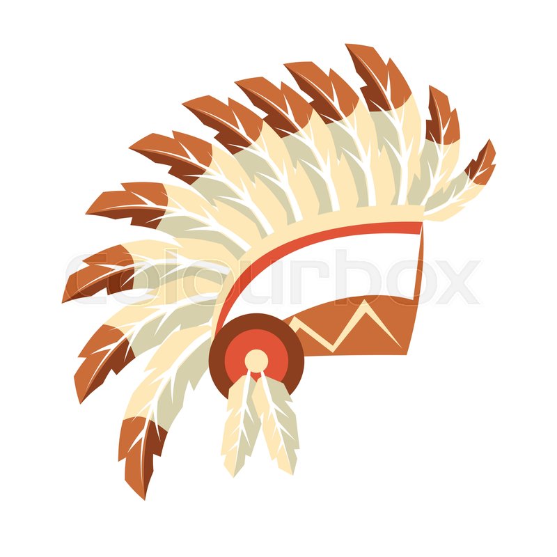 Chief War Bonnet Headdress, Native ... | Stock vector | Colourbox