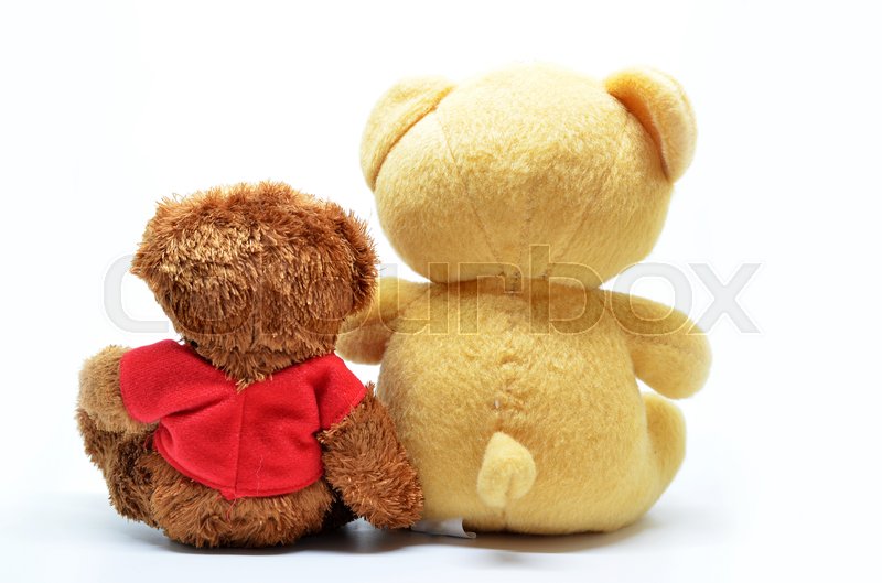 Back view of teddy bear on white ... | Stock image | Colourbox