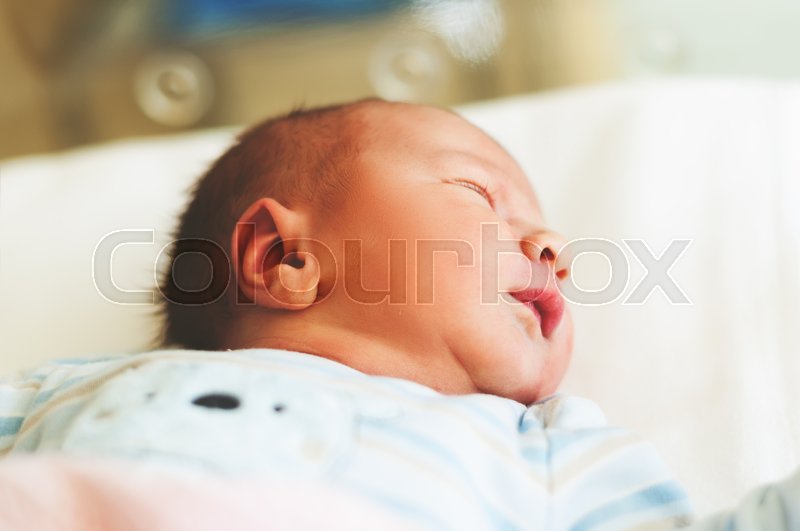 Close up portrait of newborn one day ... | Stock image | Colourbox