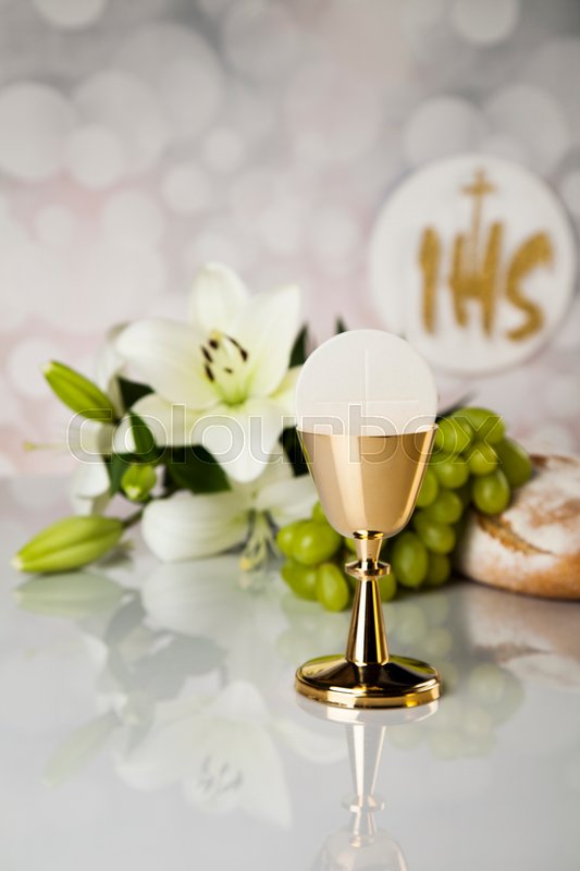 Eucharist symbol of bread and wine, ... | Stock image | Colourbox