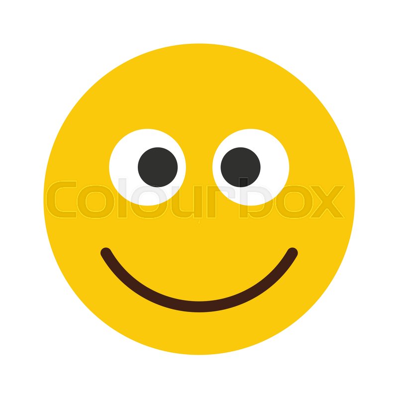 Flat smile emodji isolated on white ... | Stock vector | Colourbox