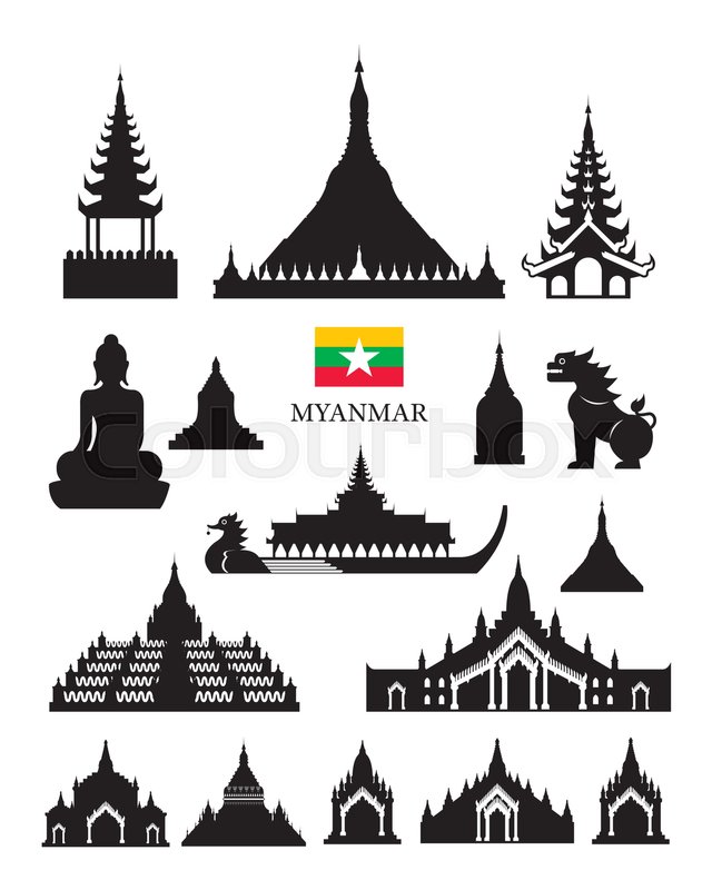 Myanmar Landmarks Architecture ... | Stock vector | Colourbox