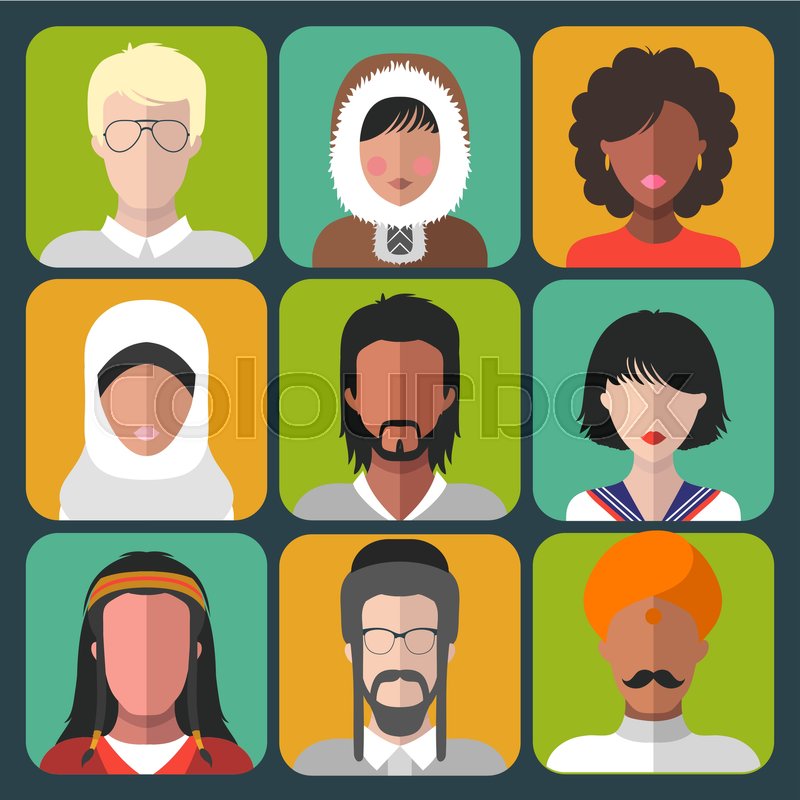 Vector set of different nationality ... | Stock vector | Colourbox