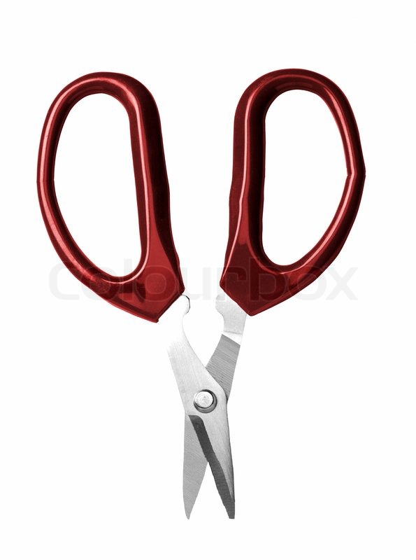 Red Schere auf einem weißen Hintergrund | Stock Bild | Colourbox