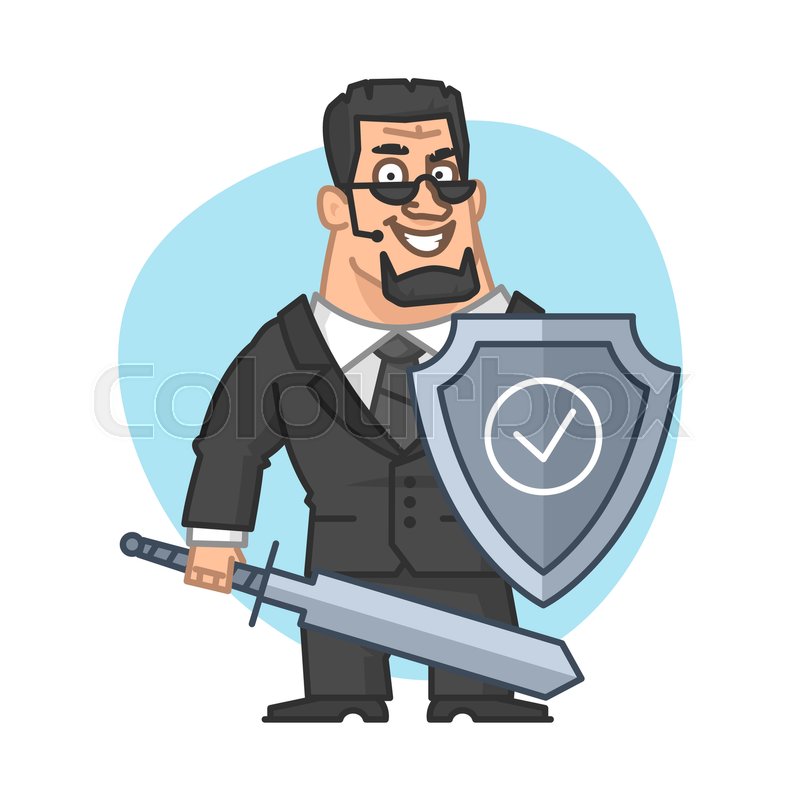 Illustration, guard holds shield and ... | Stock vector | Colourbox