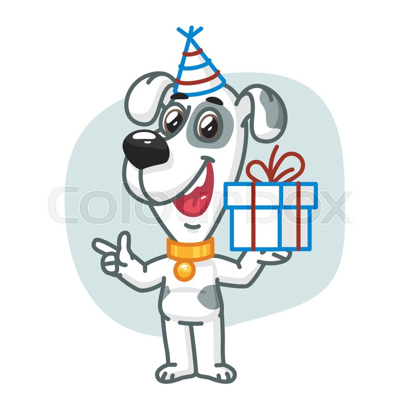 Vector Illustration, Dog Holding Gift ... | Stock vector | Colourbox