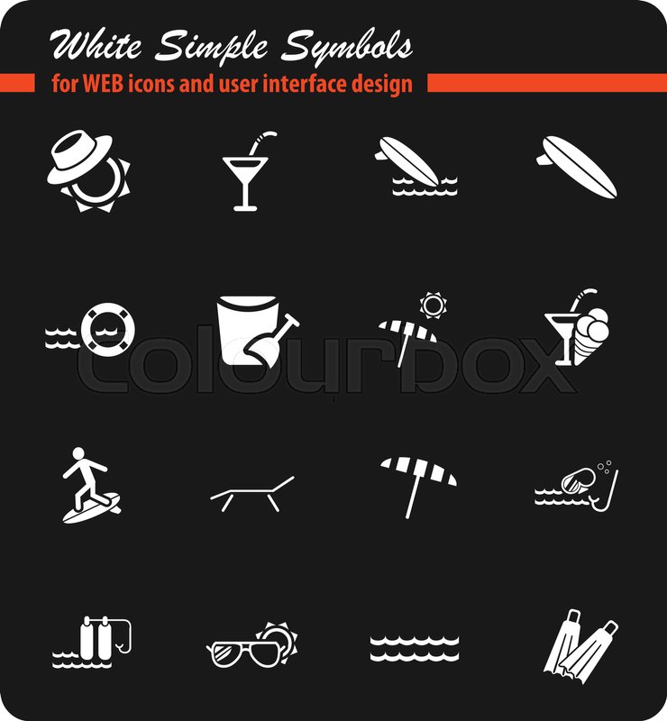 Beach white simply symbols for web ... | Stock vector | Colourbox