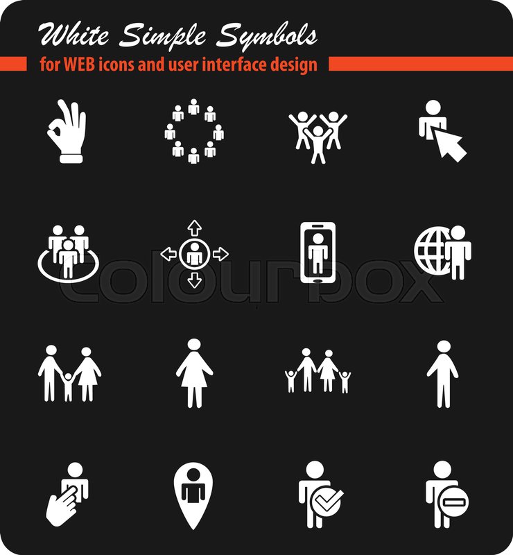Community white simply symbols for web ... | Stock vector | Colourbox