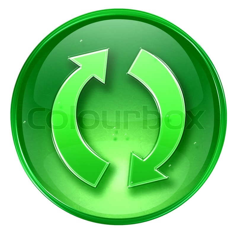Refresh icon green, isolated on white background | Stock Photo | Colourbox