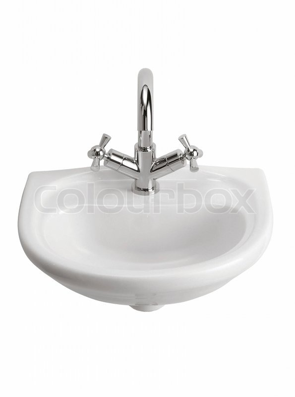 Fittings sink isolated on a white ... | Stock image | Colourbox