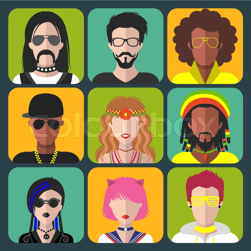 Vector set of different subcultures ... | Stock vector | Colourbox