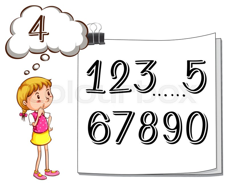 Girl finding missing number ... | Stock vector | Colourbox