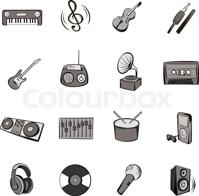 Music icons set in cartoon style ... | Stock vector | Colourbox