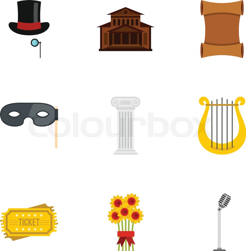Opera icons set. Flat illustration of ... | Stock vector | Colourbox