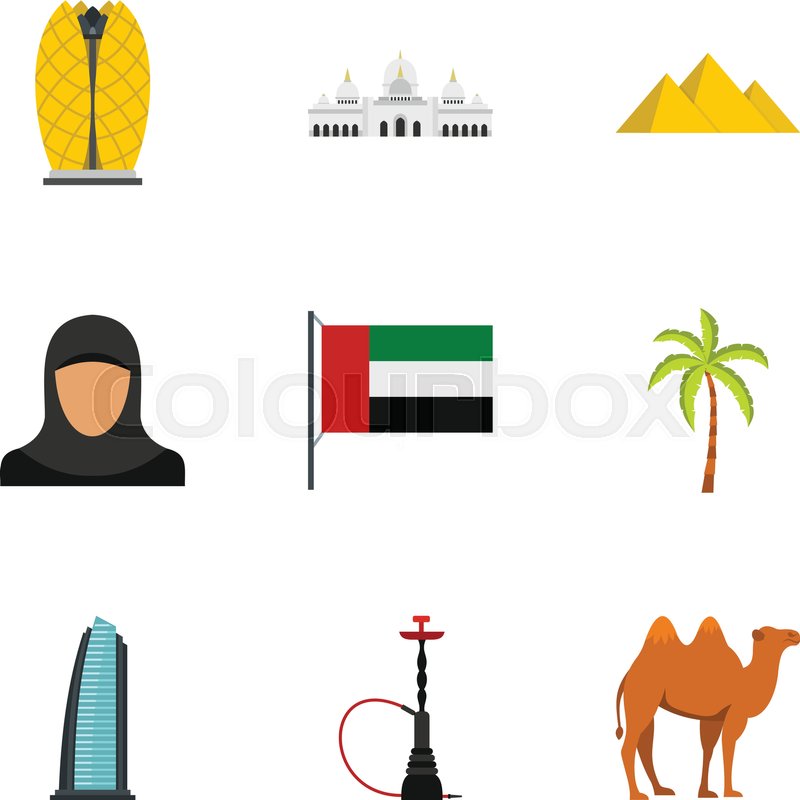 Welcome to Emirates icons set. Flat ... | Stock vector | Colourbox