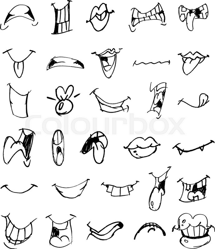Vector hand drawn doodle cartoon mouth ... | Stock vector | Colourbox
