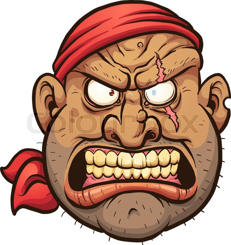 Angry cartoon pirate face. Vector clip ... | Stock vector | Colourbox
