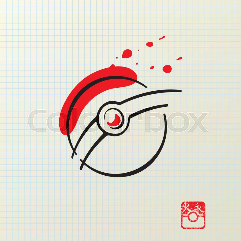 Illustration of red pokeball, pictured ... | Stock vector | Colourbox