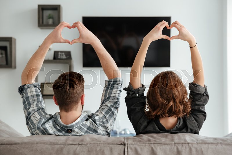 Back view photo of young loving couple ... | Stock image | Colourbox