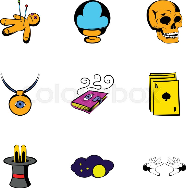 Magic thing icons set. Cartoon ... | Stock vector | Colourbox