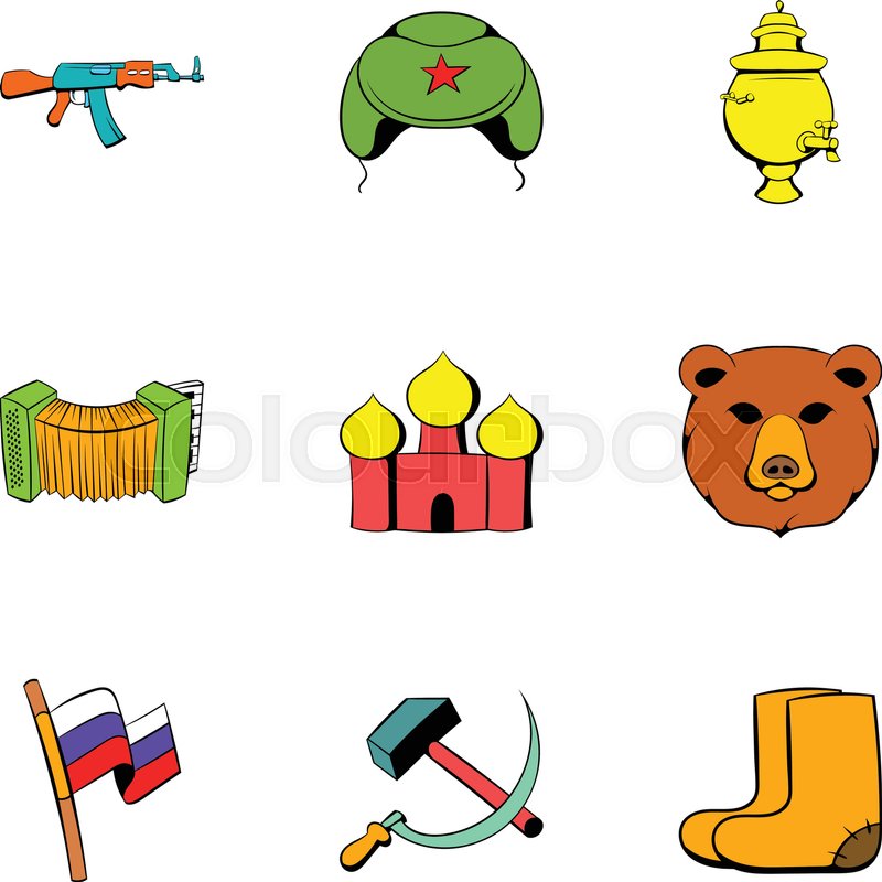 Soviet union icons set. Cartoon ... | Stock vector | Colourbox