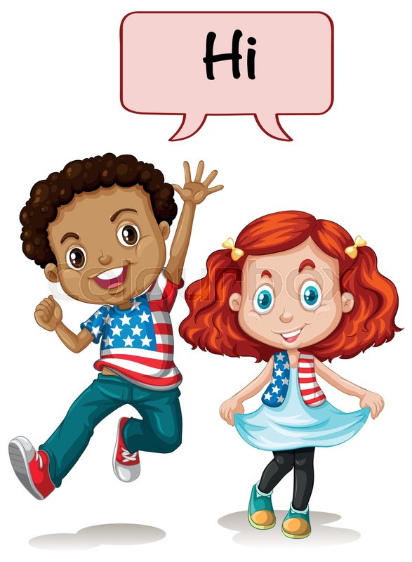 Kids Waving Hello Clipart