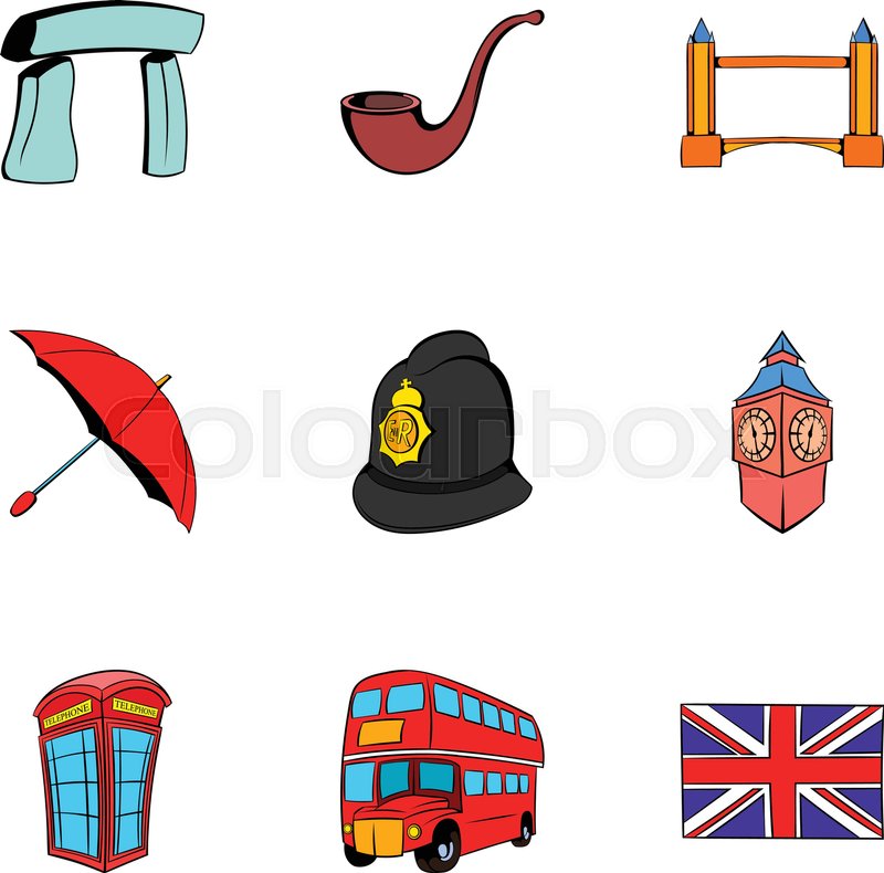 Britain icons set. Cartoon ... | Stock vector | Colourbox