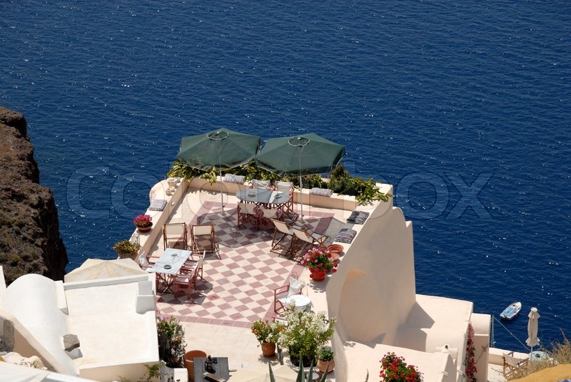 Terrace over the mediterranean sea in ... | Stock Photo | Colourbox