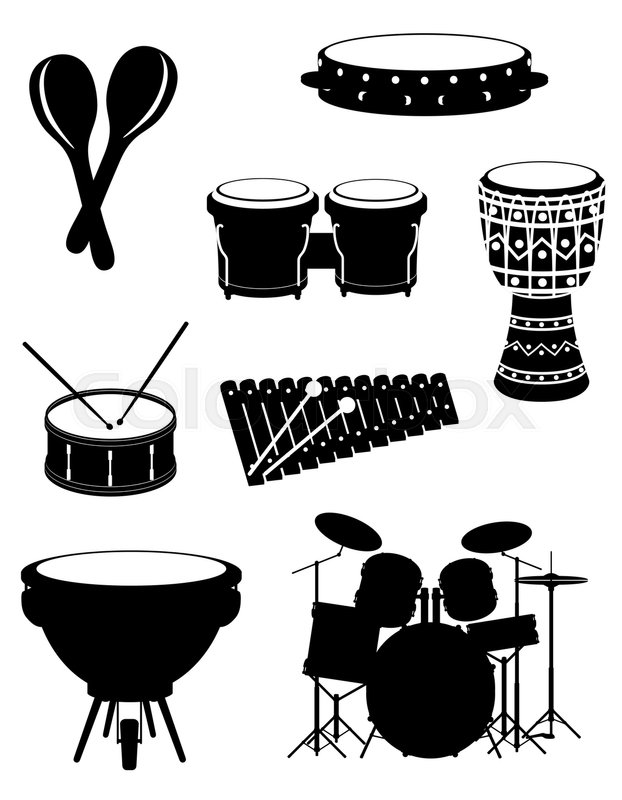Percussion musical instruments set ... | Stock vector | Colourbox