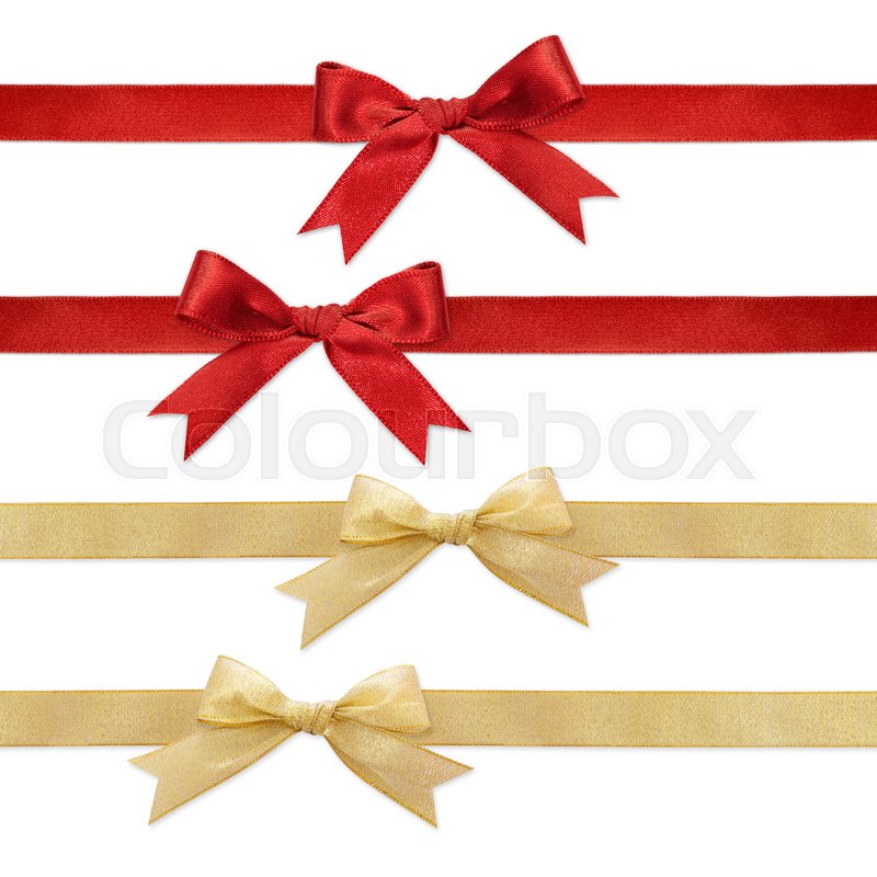 Shiny red and Gold satin ribbon on ... | Stock image | Colourbox