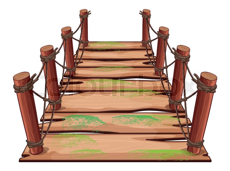 Wooden bridge on white background ... | Stock vector | Colourbox