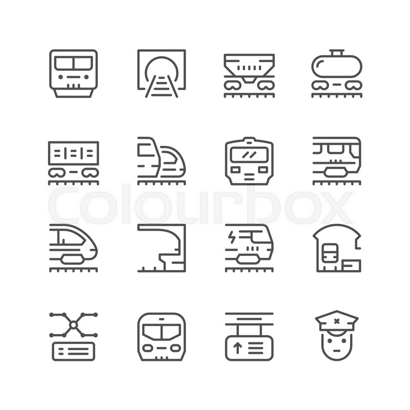 Set line icons of railroad isolated on ... | Stock vector | Colourbox