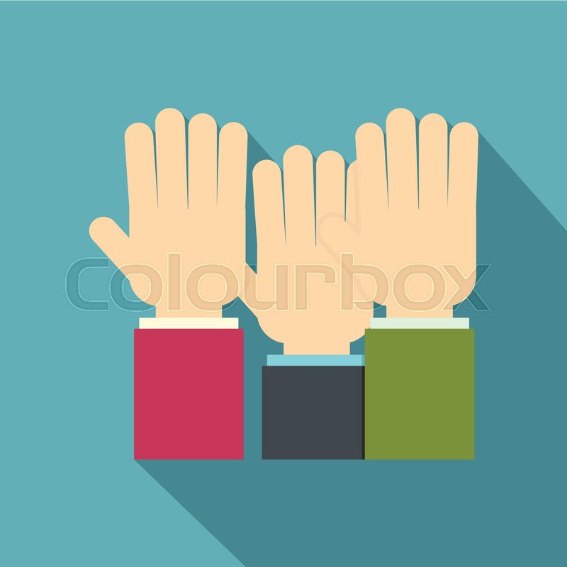 Businessmen hands up icon. Flat ... | Stock vector | Colourbox