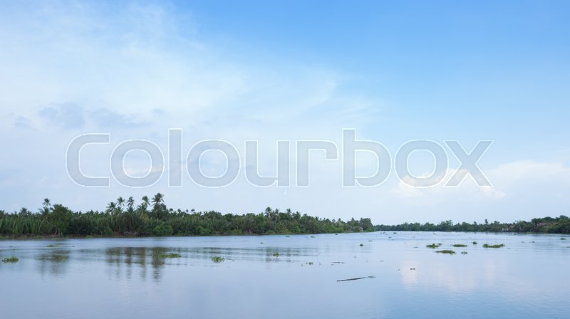 River and two streams flow into the sea ... | Stock image | Colourbox