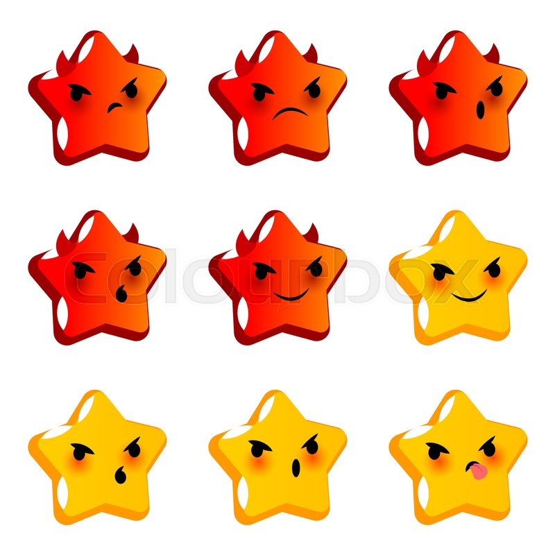 Emotional angry star evil devil faces ... | Stock vector | Colourbox