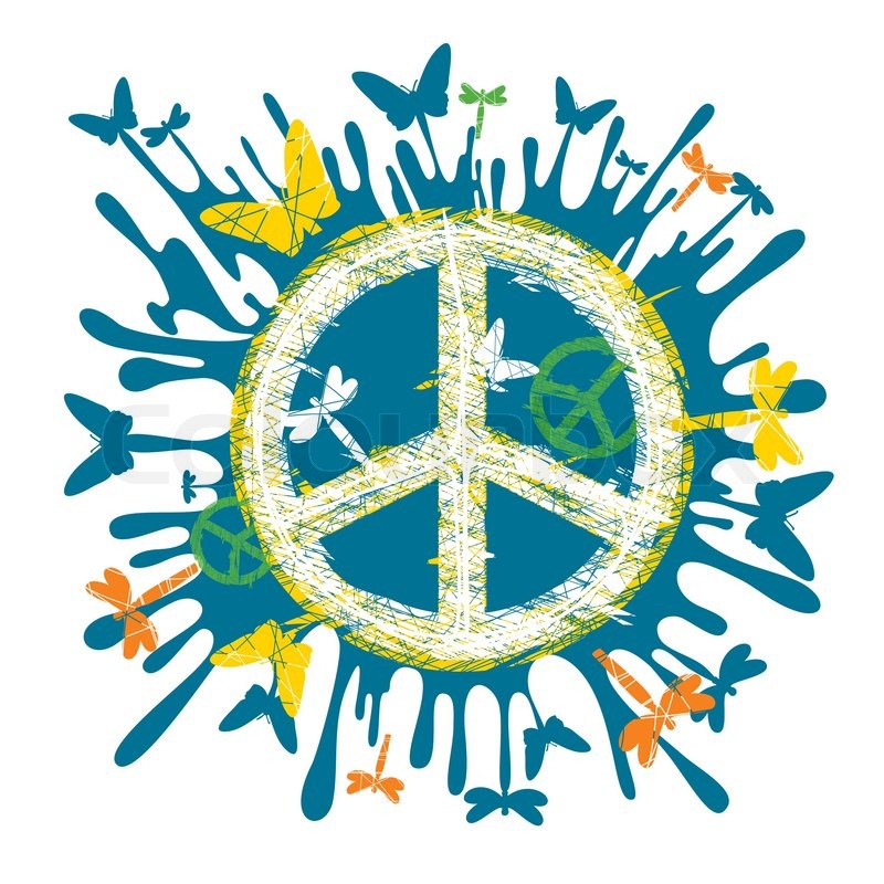 Abstract artistic hippie peace symbol vector illustration | Stock ...