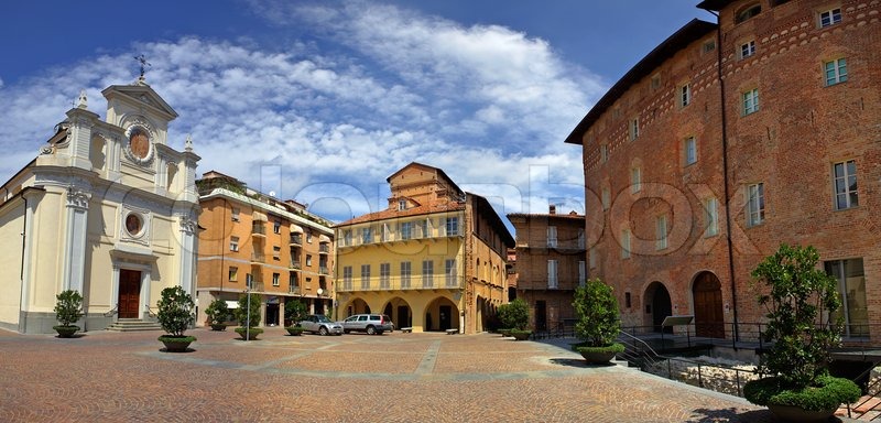 Panorama of city plaza in Alba, ... | Stock image | Colourbox