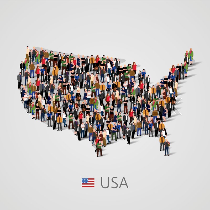 Large group of people in United States ... | Stock vector | Colourbox