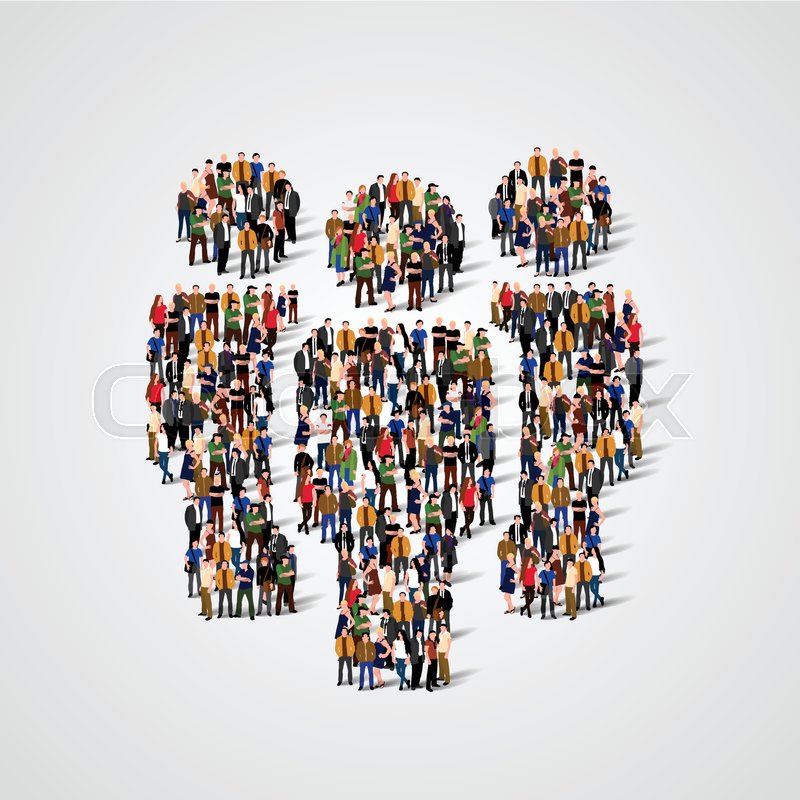 Large group of people in shape of team ... | Stock vector | Colourbox