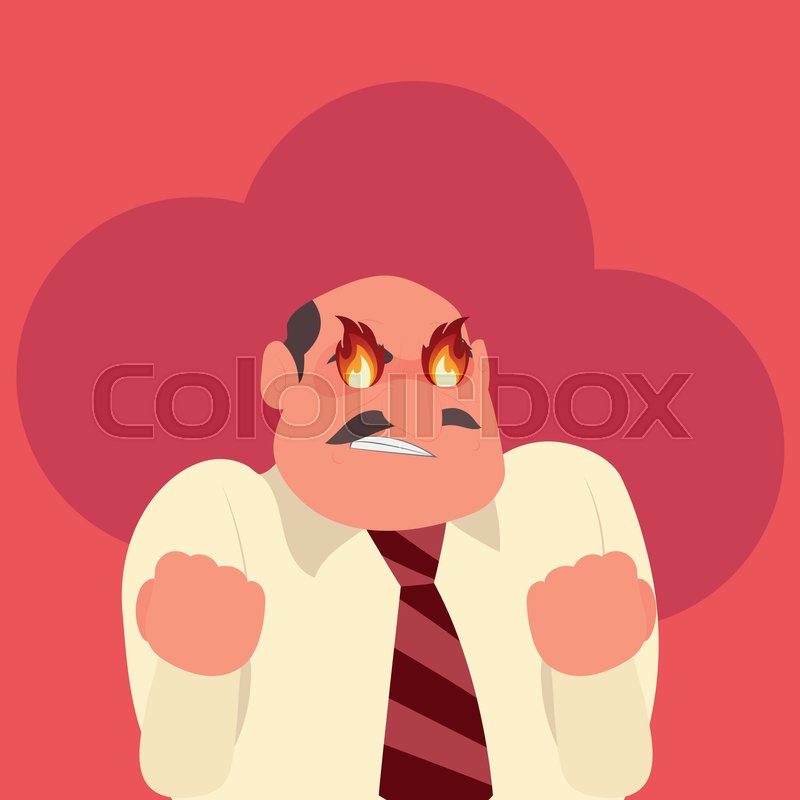 Angry worker with fire in his eyes. ... | Stock vector | Colourbox